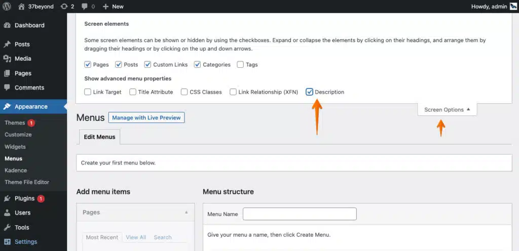 Use WordPress Link Descriptions for Multi-Line Menus